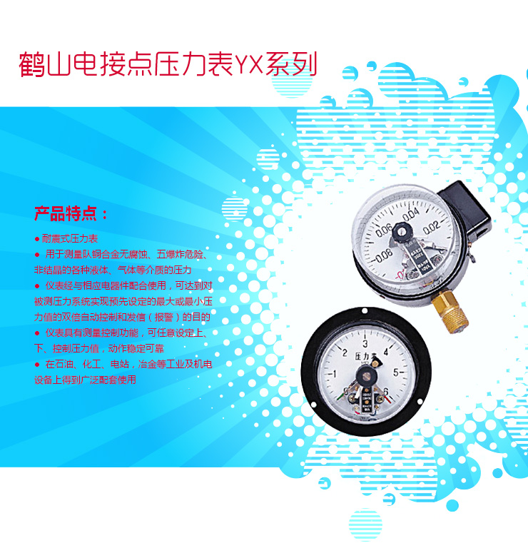 鹤山 YX-100ZT 0-1.6 电接点压力表φ100 轴向带边_压力表_管路部件_水系统_安易买-暖通空调工程行业全系统服务商城