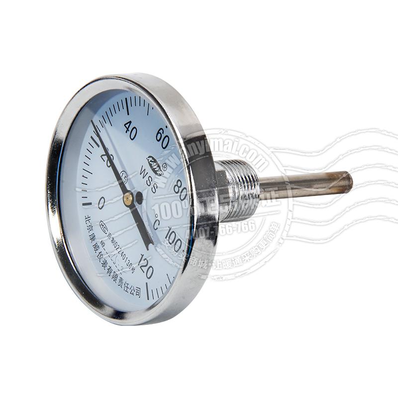 康威 WSS-401-C-60 双金属温度表 双金属温度计 指针温度计 表盘温度计 0-120℃ 轴向 φ100 碳钢 尾长60mm G1/2外螺纹(4分管螺纹)_温度计_管路部件_水系统 ...